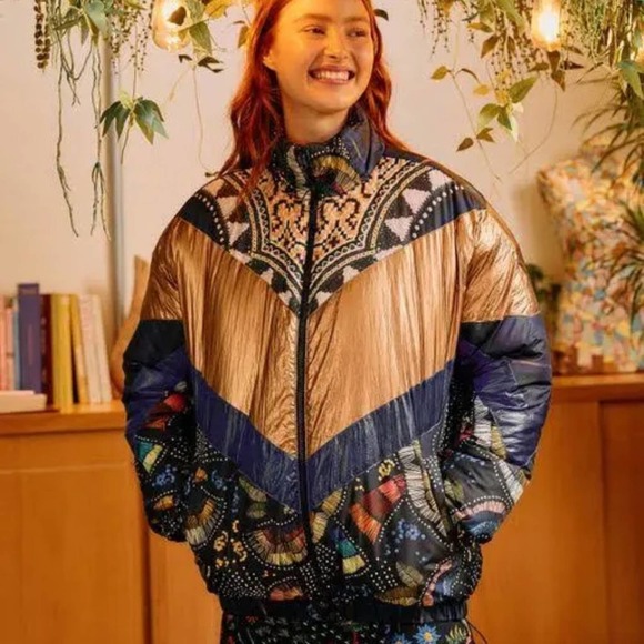FARM Rio | Jackets & Coats | Farm Rio Borogodo Metallic Puffer Jacket ...